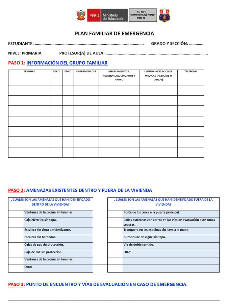 Plano De Emergencia Familiar Promueve Protección Civil Plan Familiar
