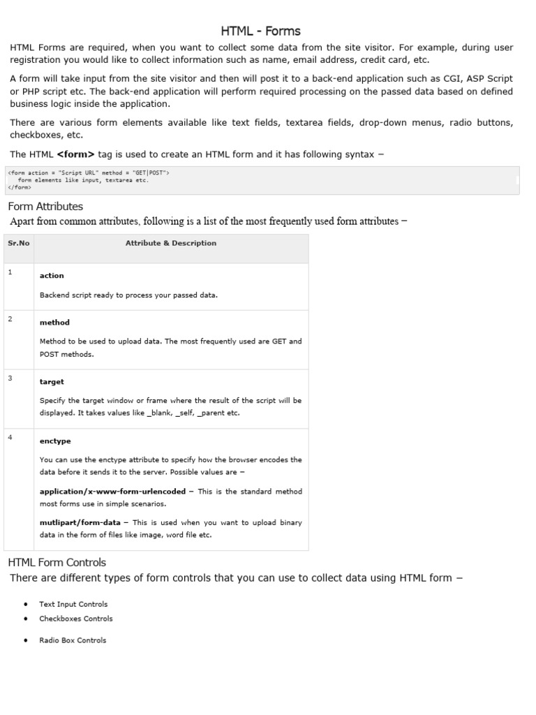 Html Forms Pdf Html Element Computing