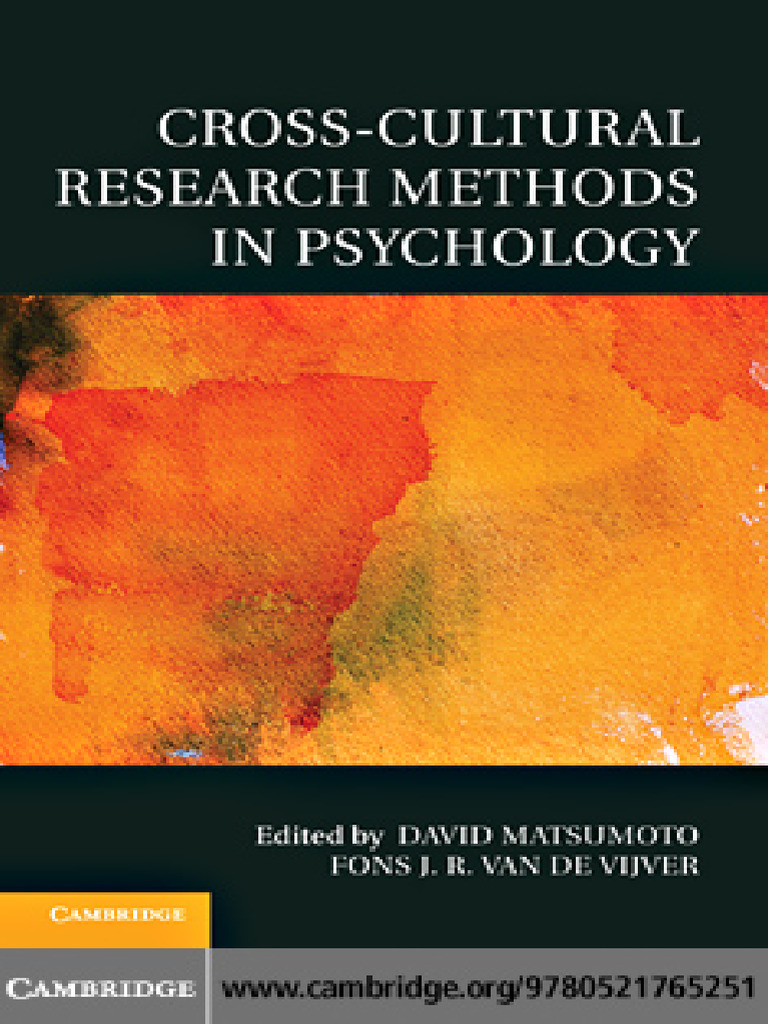 David Matsumoto, Fons J. R. Van de Vijver - Cross-Cultural Research Methods in Psychology ...