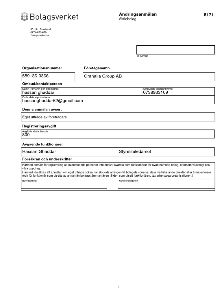 Hassan Ghaddar Granalia Group Ab | PDF