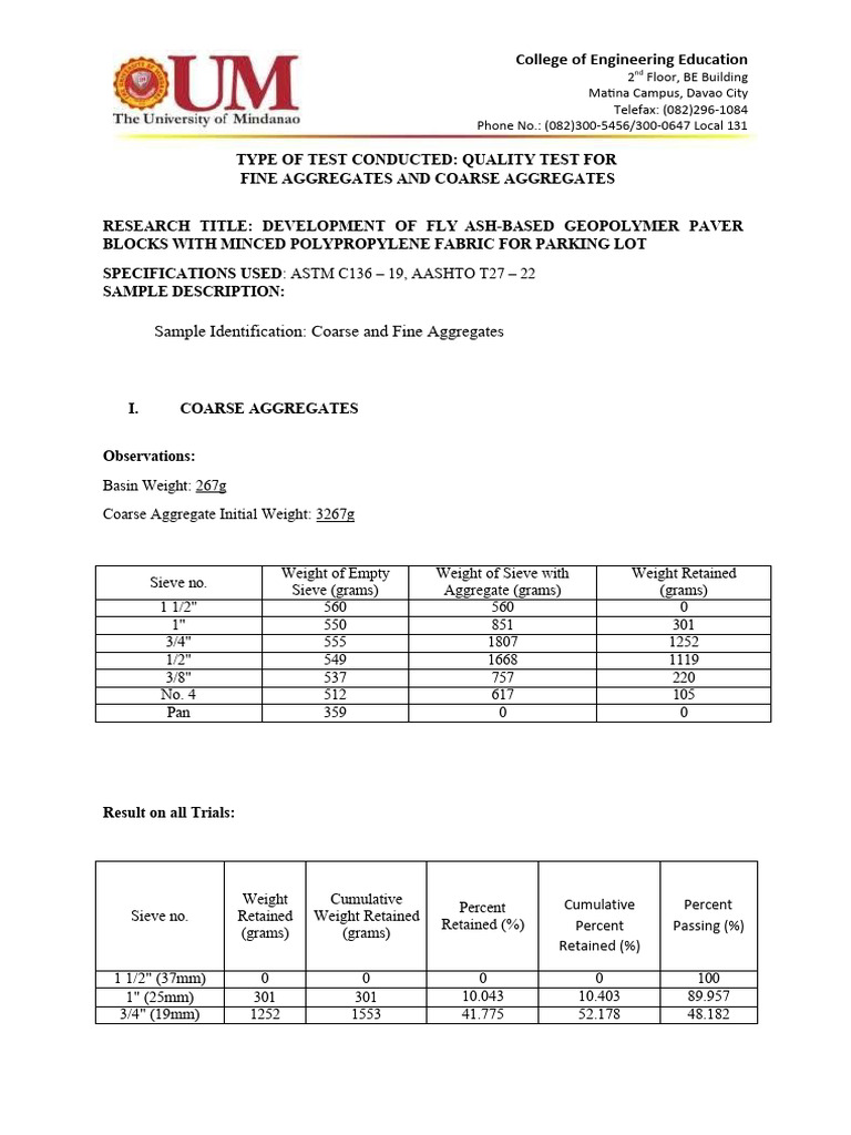 Sieve Analysis 1 | Download Free PDF | Physical Sciences | Applied And Interdisciplinary Physics