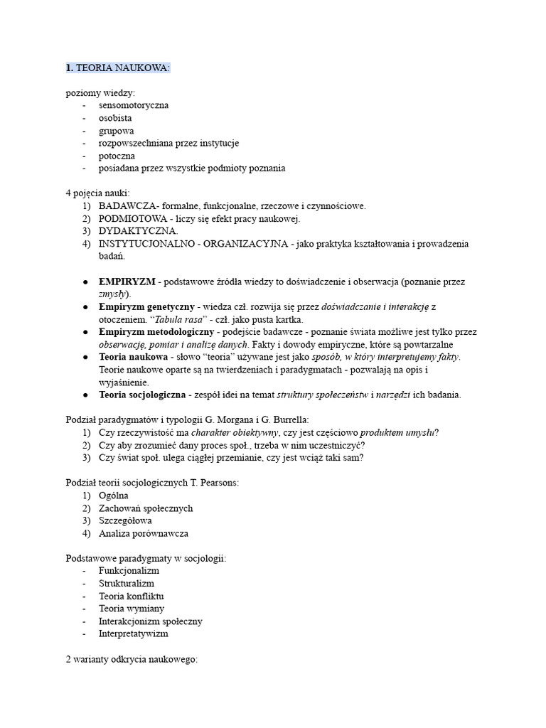 Współczesne Teorie Socjologiczne - Notatki | PDF