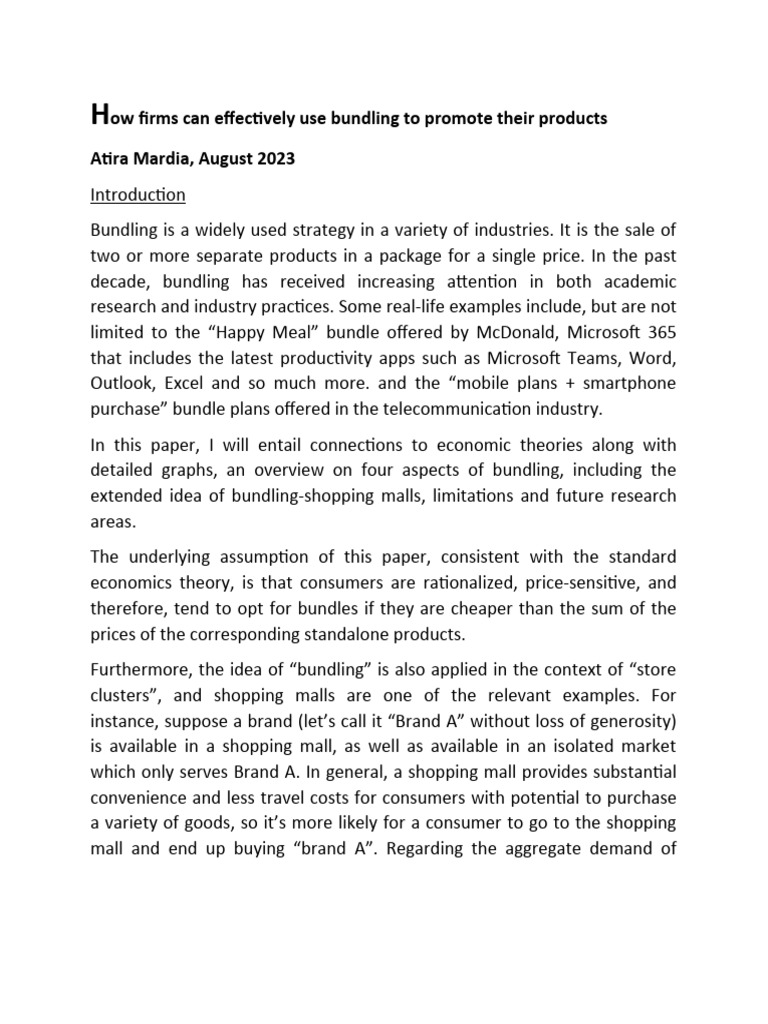 Research Paper - Product Bundling | PDF | Brand | Demand