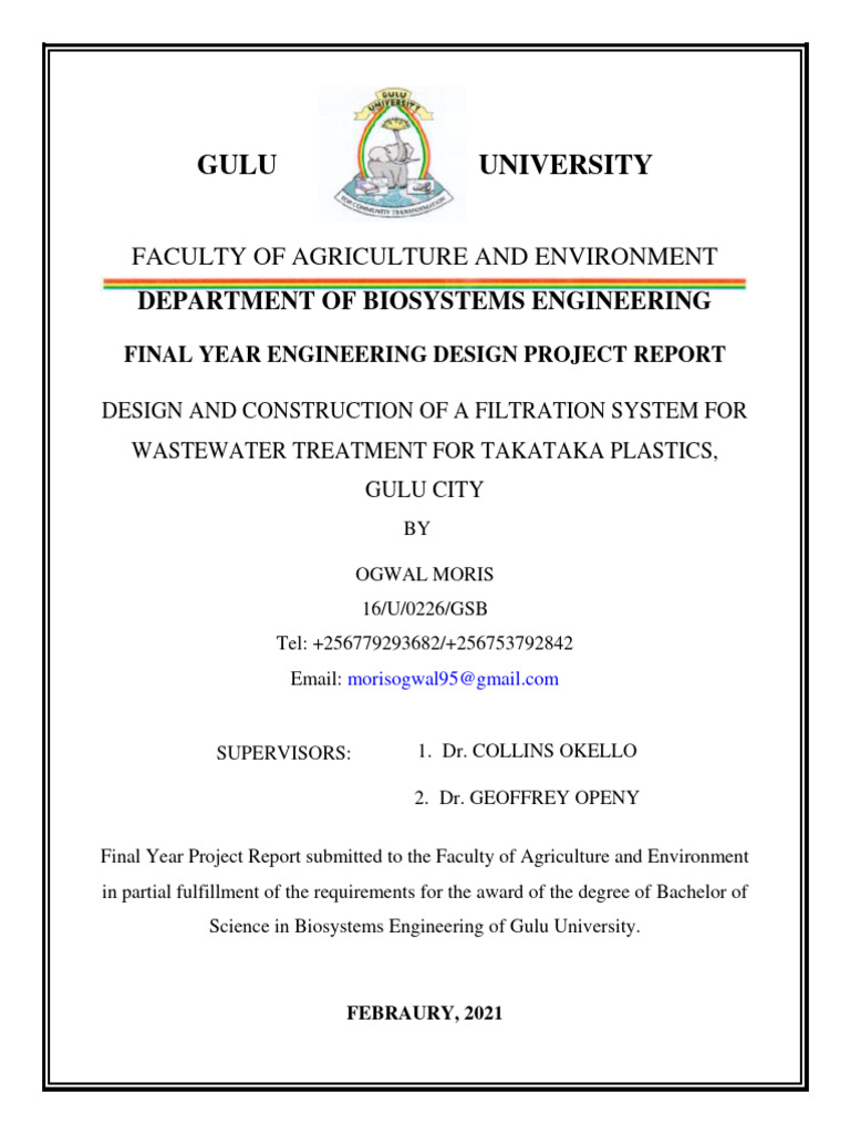 Wastewater Filtration System Design Report | PDF | Sewage Treatment ...