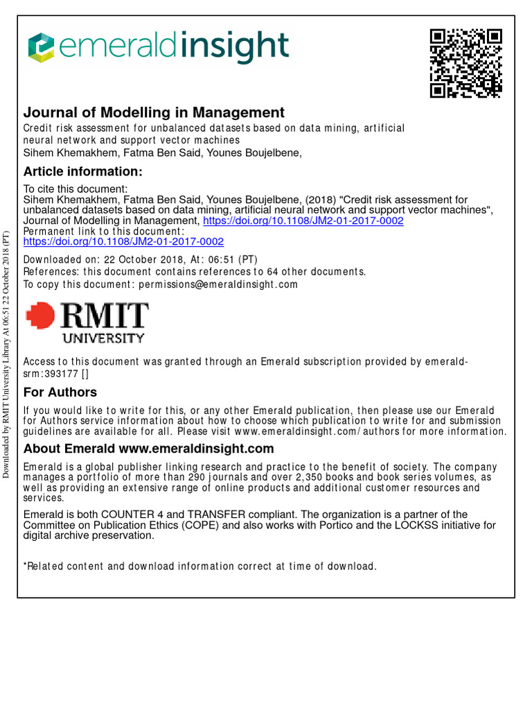 Credit Risk Assessment For Unbalanced Datasets Based On Data Mining Pdf Receiver Operating