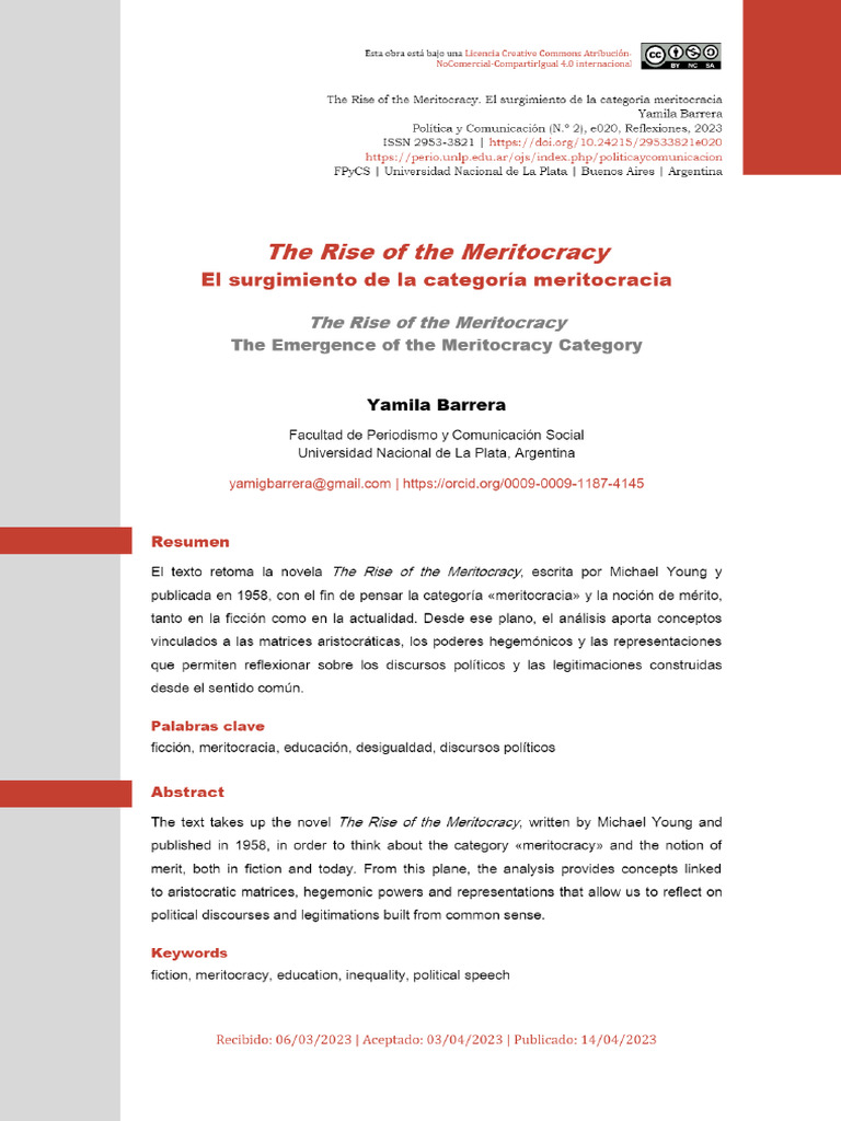 Artículo The Rise of the Meritocracy | PDF