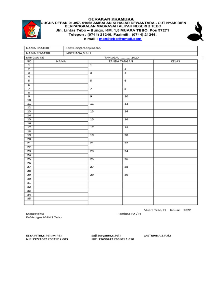 Absen Gerakan Pramuka 2021 | PDF