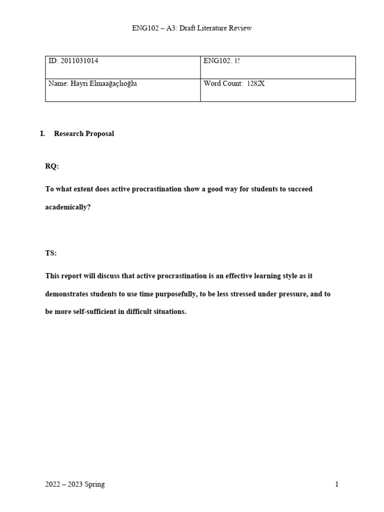 A3 Draft Literature Review Template-2 | PDF | Professional Skills ...