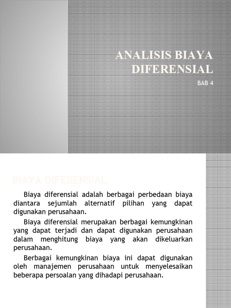 Bab 4 Analisis Biaya Diferensial Penjelasan 3 Dan 4 | PDF