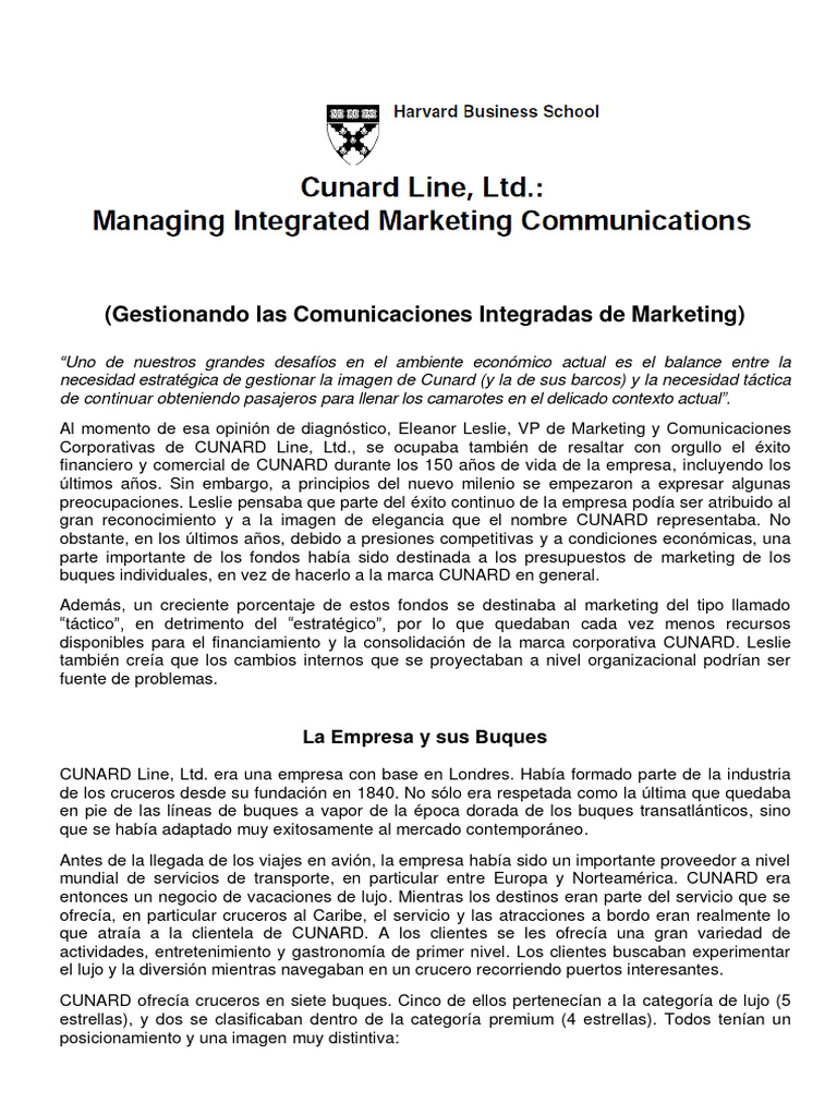 Estrategias de Marketing de CUNARD Line | PDF | Crucero | Marketing
