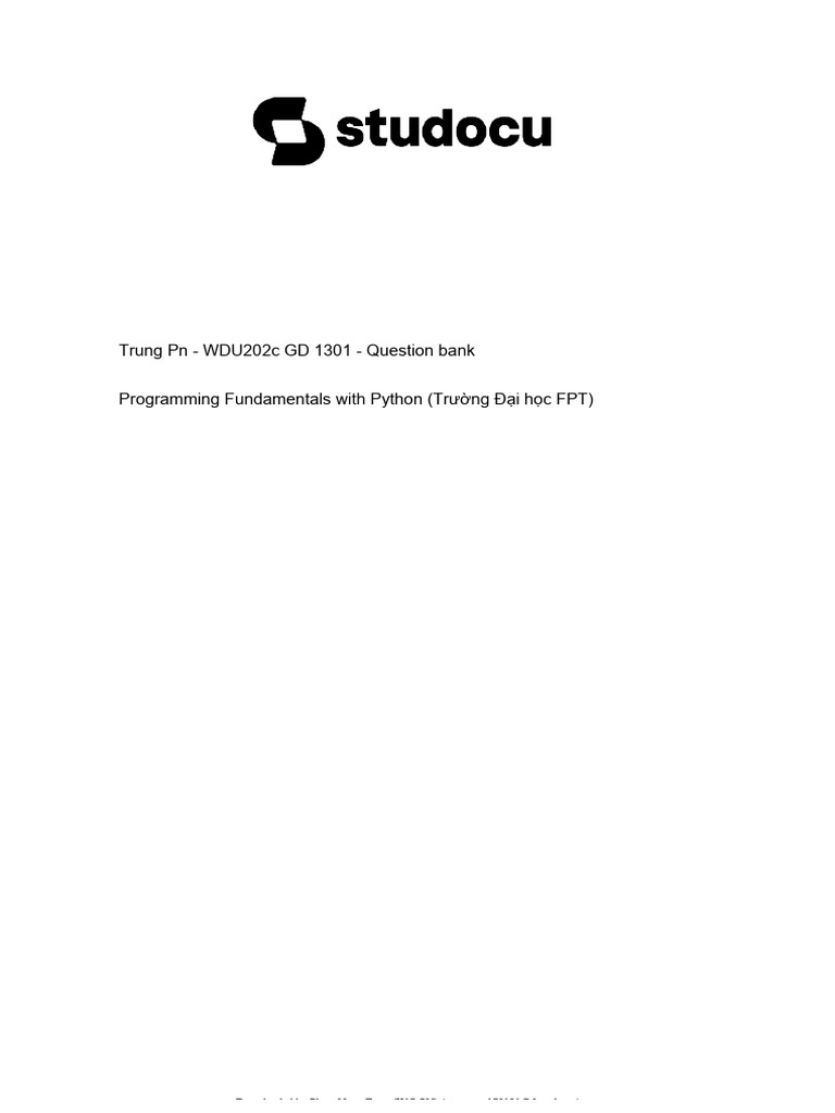 Trung PN Wdu202c GD 1301 Question Bank | PDF