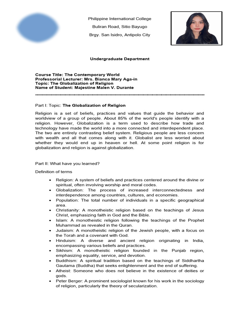 WRITTEN-WORK-FORMAT (Durante) | PDF | Interfaith Dialogue | Monotheism