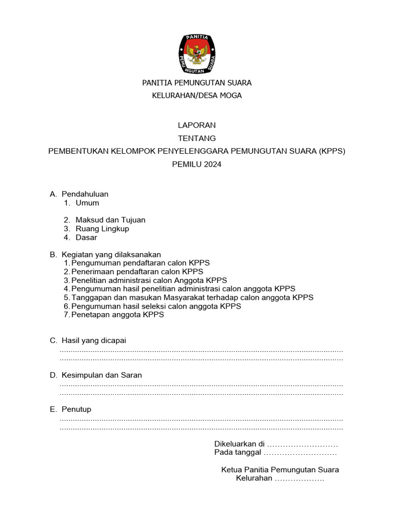 Template - Laporan PPK, Pps (Kertas A4) | PDF