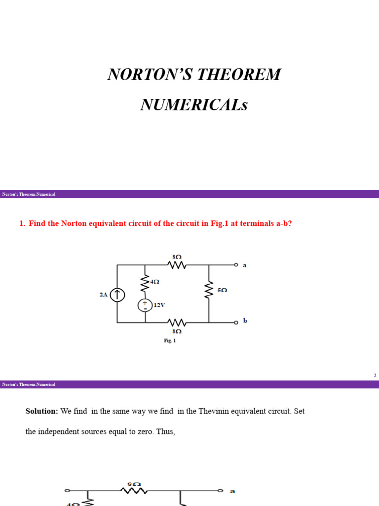 Norton’s Theorem Numerical | PDF | Electrical Network | Electronic Circuits
