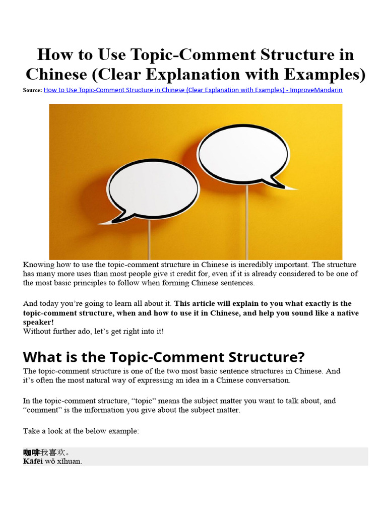 THE TOPIC - COMMENT STRUCTURE | PDF | Chinese Language | English Language