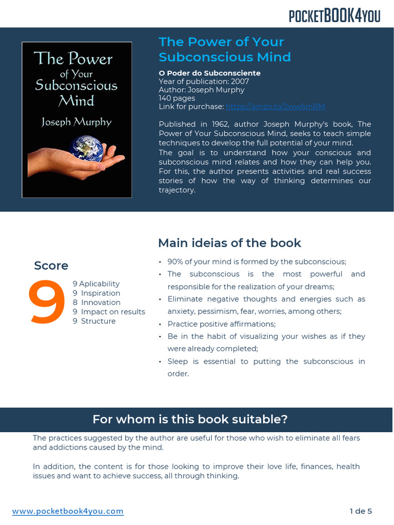 (ENG) The Power of Your Subconscious Mind - Joseph Murphy | PDF | Thought | Mind