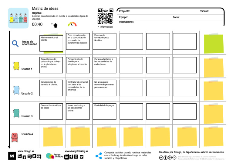 Plantilla Matriz de Ideas Design Thinking en Espanol | PDF | El ...