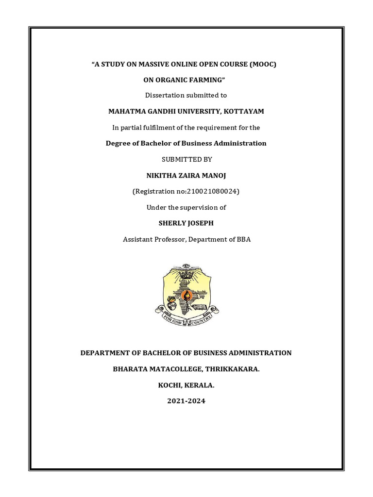 Dissertation Submitted To | PDF | Agriculture | Organic Farming