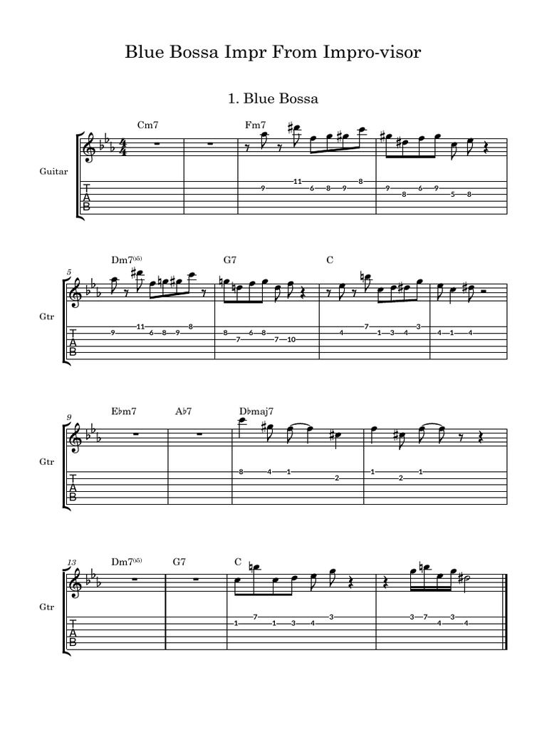 01 - Full Score - Blue Bossa Impr From Impro-Visor | PDF