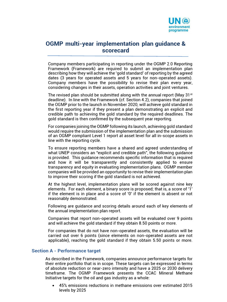 OGMP 2.0 Implementation Plan Guidance 2 | PDF | Methodology | Air Pollution