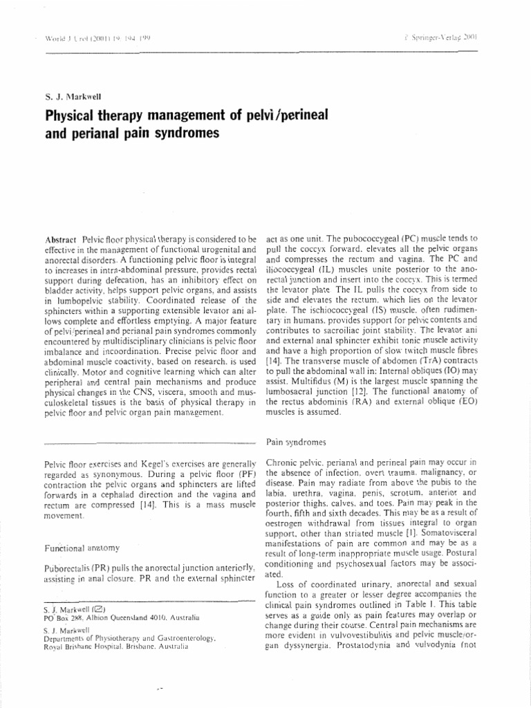 Physical Therapy Management of Pelvi Per | PDF