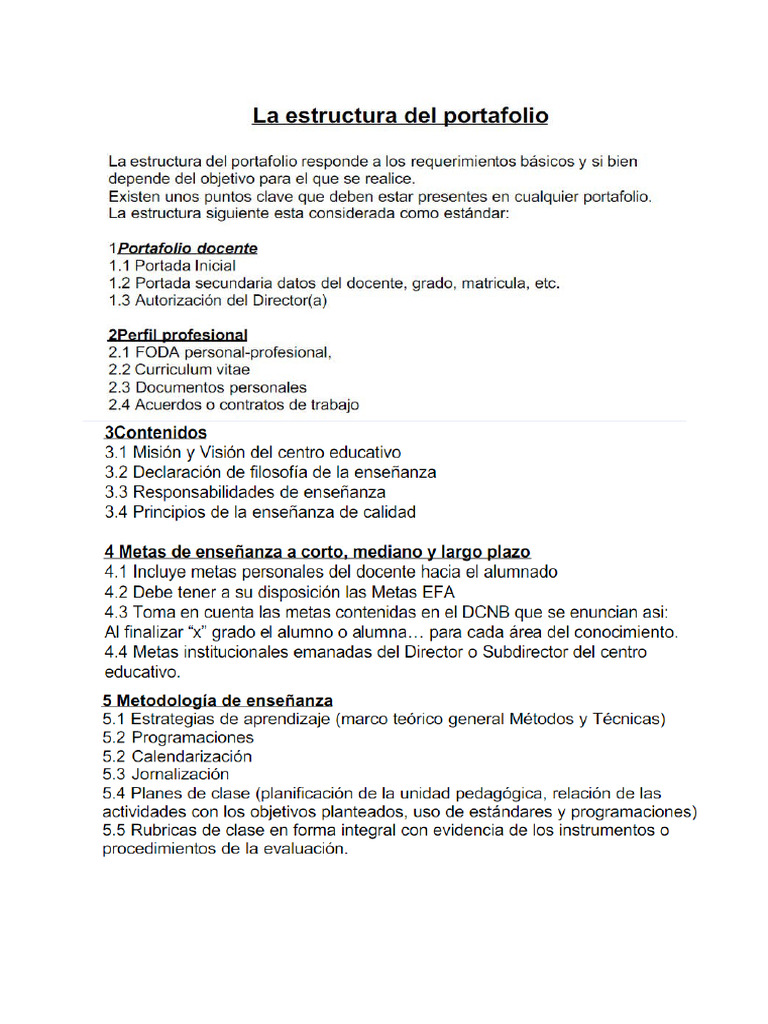 Estructura Del Fortafolio | PDF