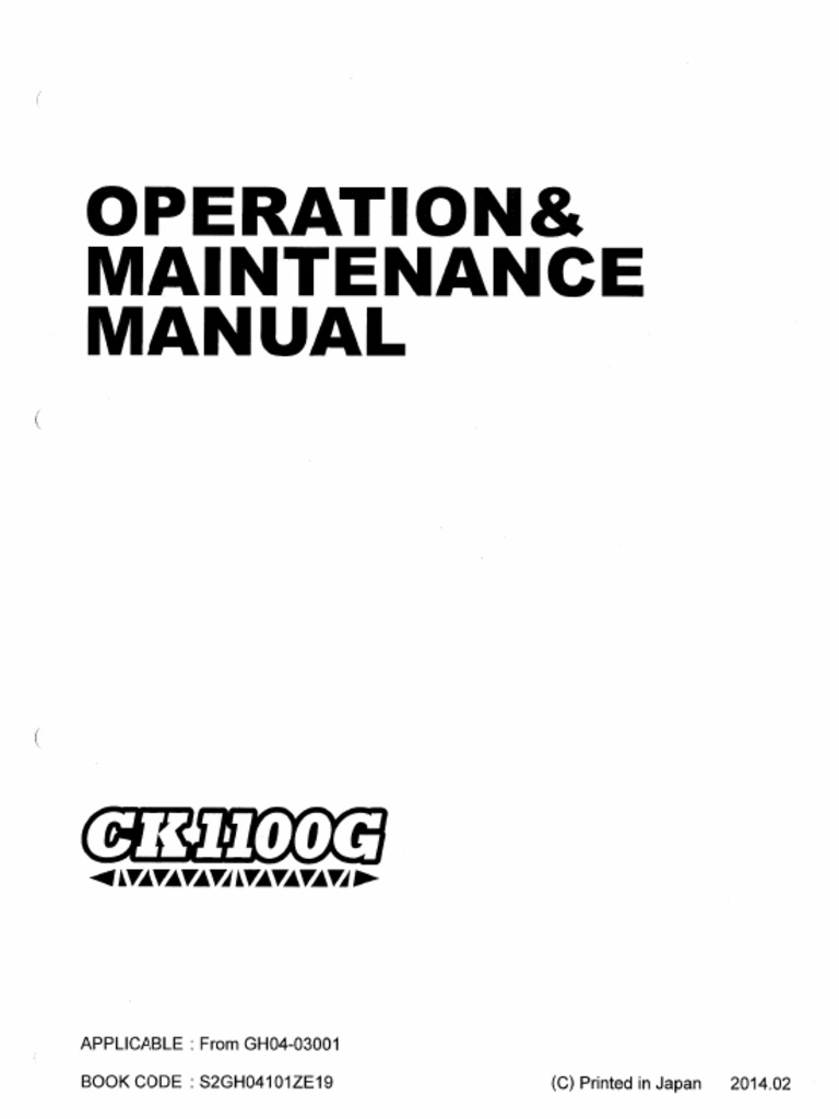 CK1100G Operation & Maintenance Manual | PDF