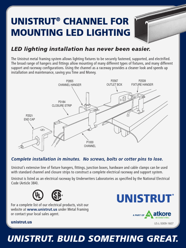 Unistrut Channel For Mounting Led Lighting | PDF