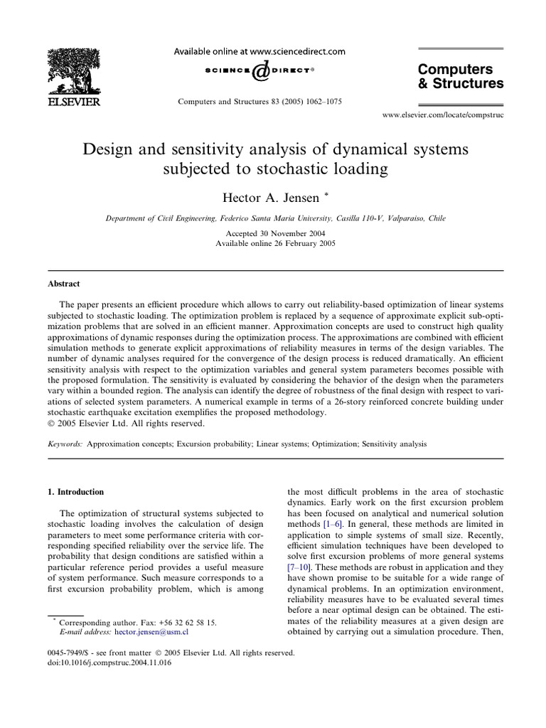 Design and Sensitivity Analysis of Dynamical Systems Subjected To Stochastic Loading | PDF ...