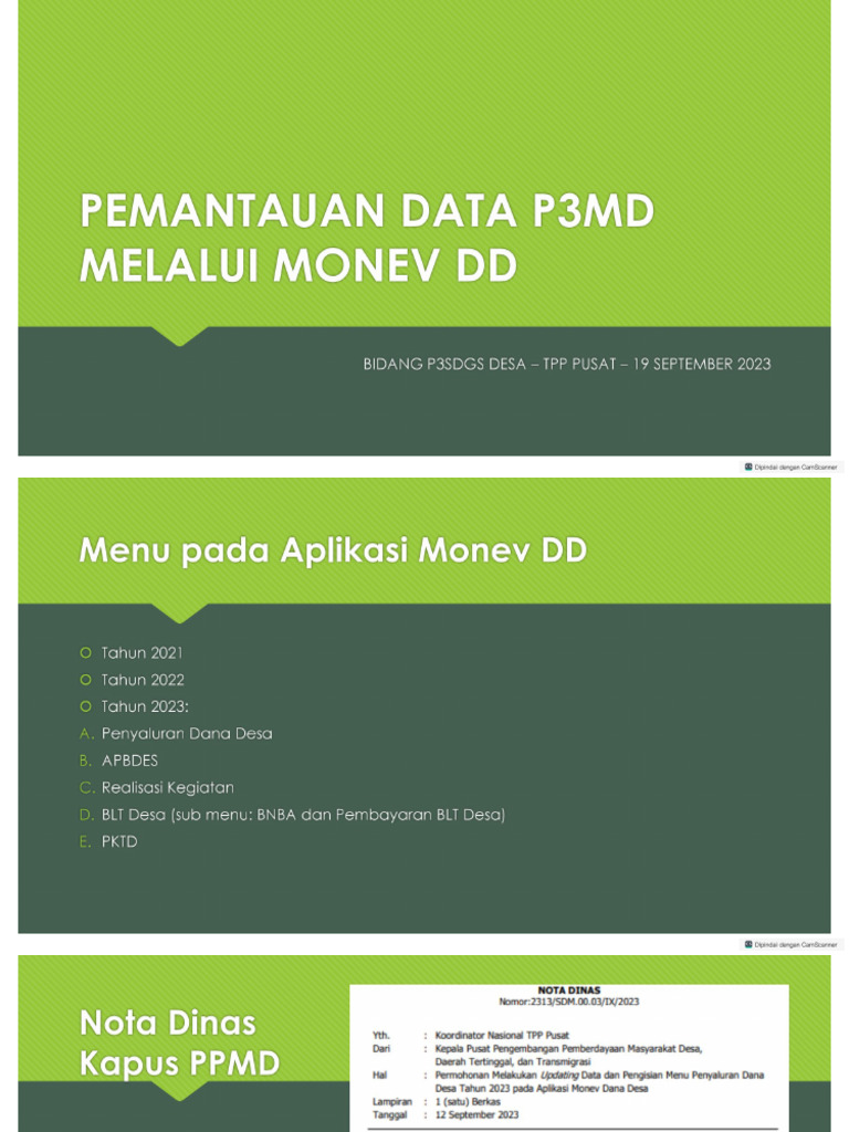 Sosialisasi Menu Monev DD 2023 | PDF