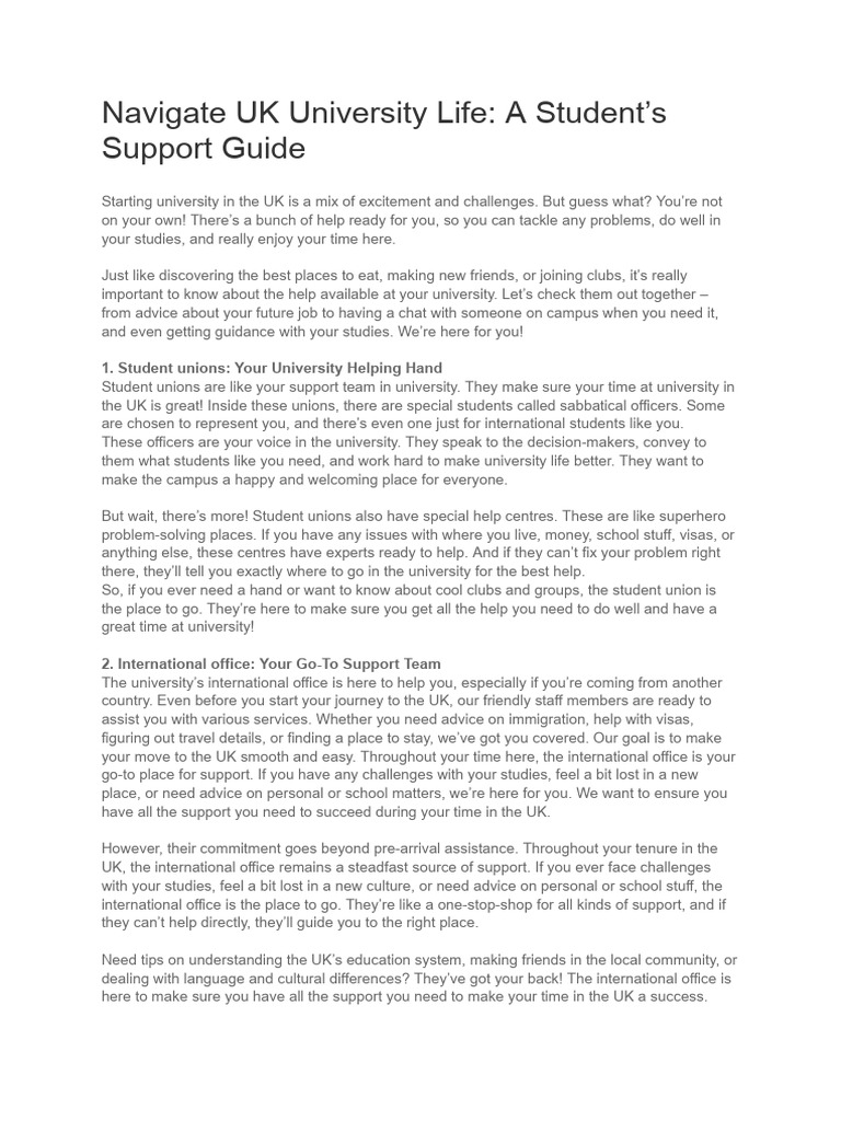 Navigate UK University Life - A Student's Support Guide | PDF | Well Being | Libraries