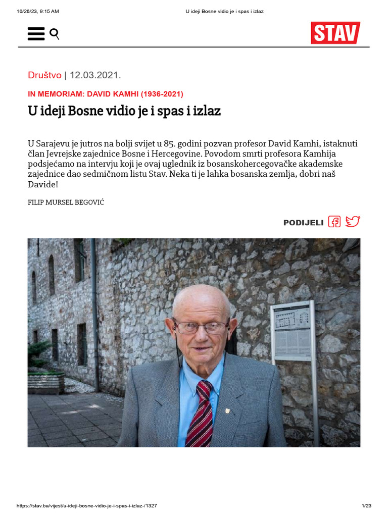 U Ideji Bosne Vidio Je I Spas I Izlaz | PDF