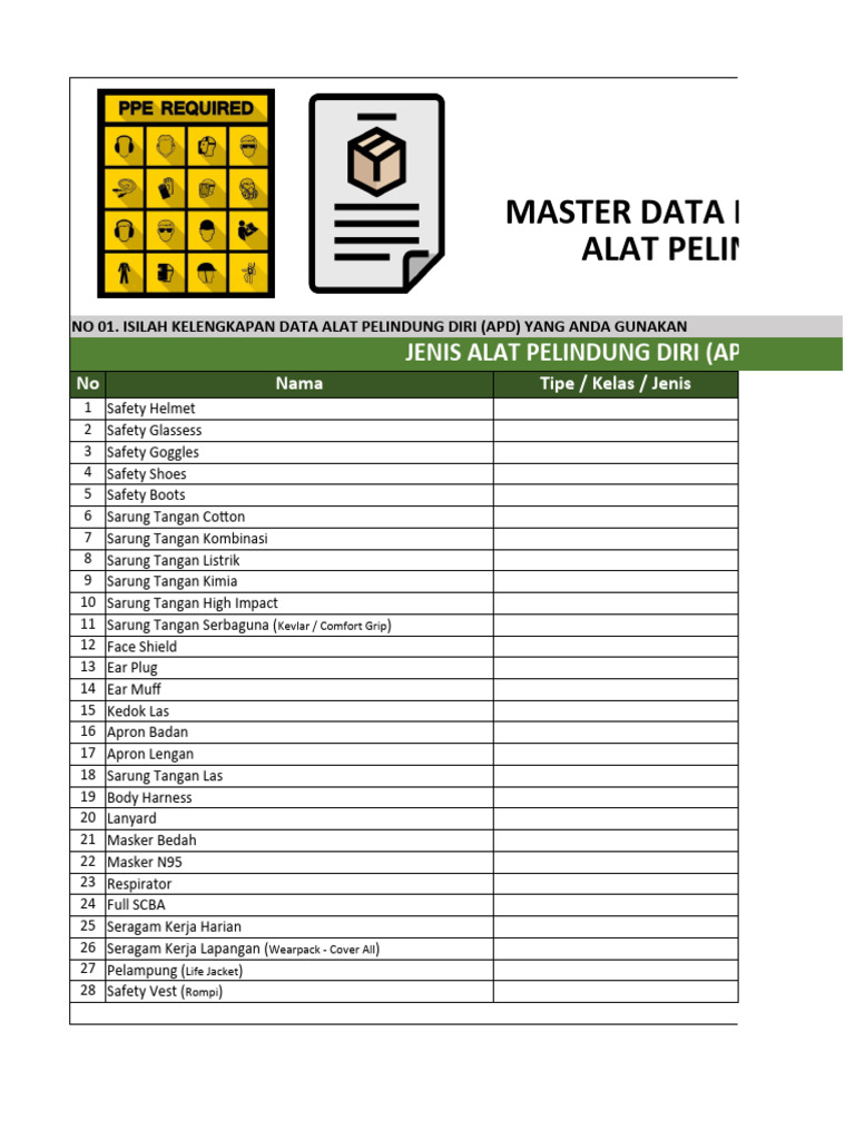 Register Stok Alat Pelindung Diri (APD) | PDF