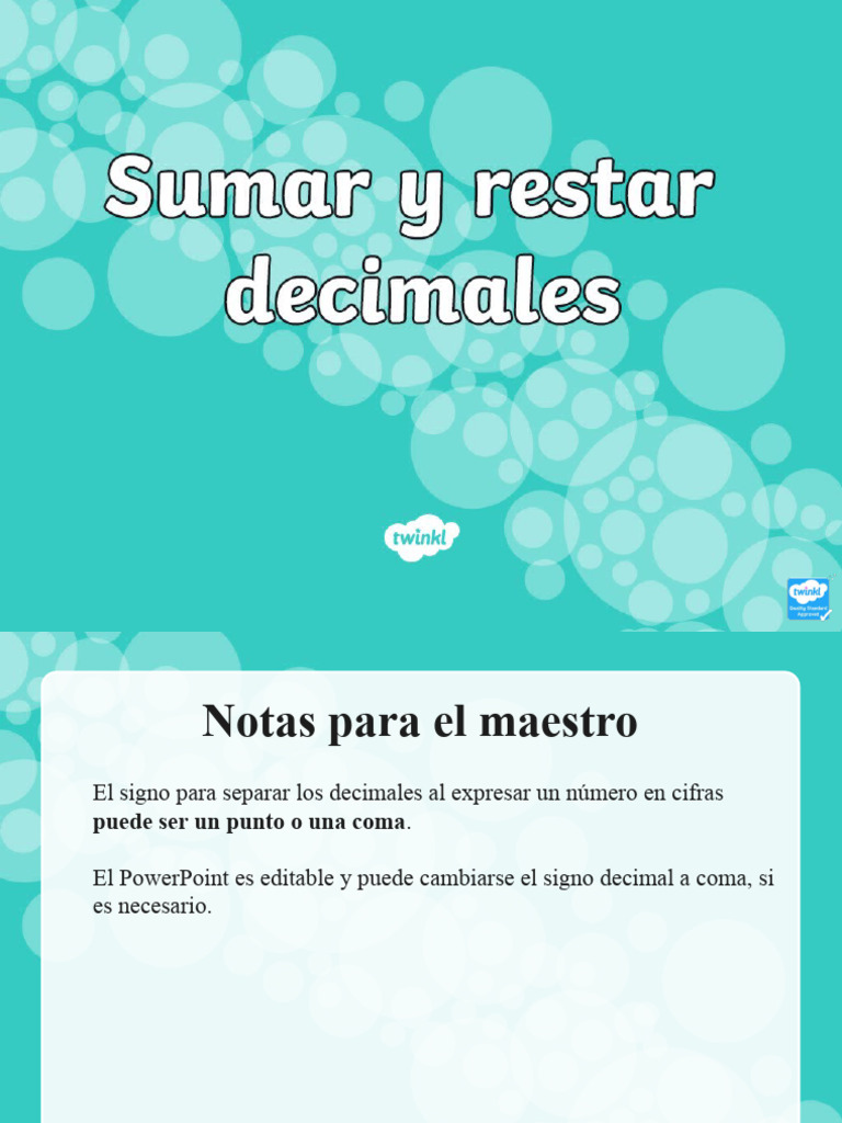 Sa M 1636466043 Powerpoint Sumar y Restar Decimales - Ver - 1 | PDF ...