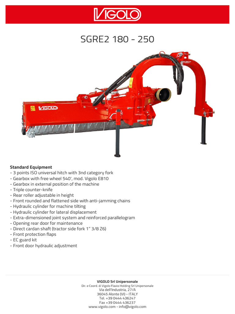 VIGOLO Sgre2-180-250 Rézsű Zúzó | PDF