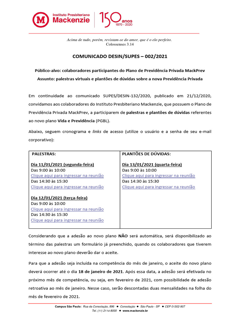 COMUNICADO-DESIN-SUPES-002-2021 Palestras Virtuais e Plantoes de Duvidas Sobre A Nova ...