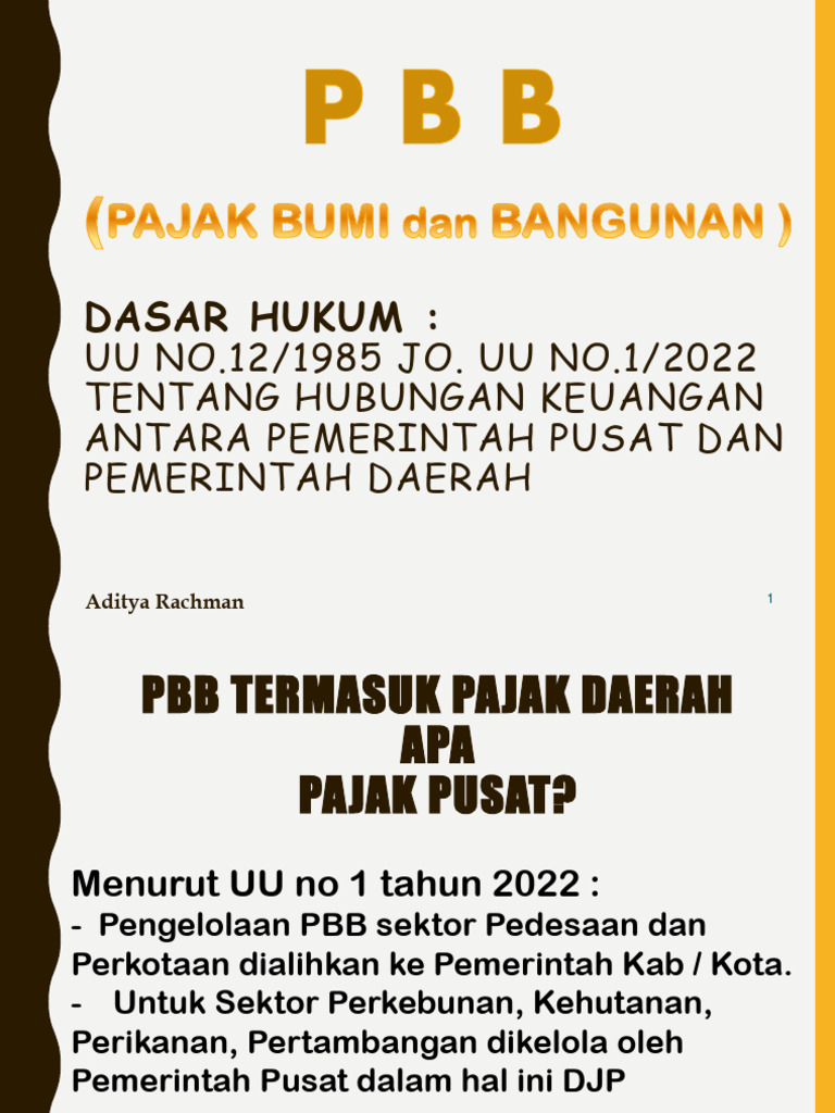 Pajak Bumi dan Bangunan: Aturan dan Pengelolaan | PDF