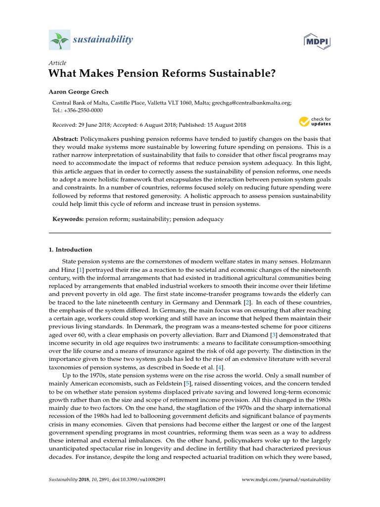 Sustainable Pension Reform Strategies | PDF | Pension | Fiscal Policy