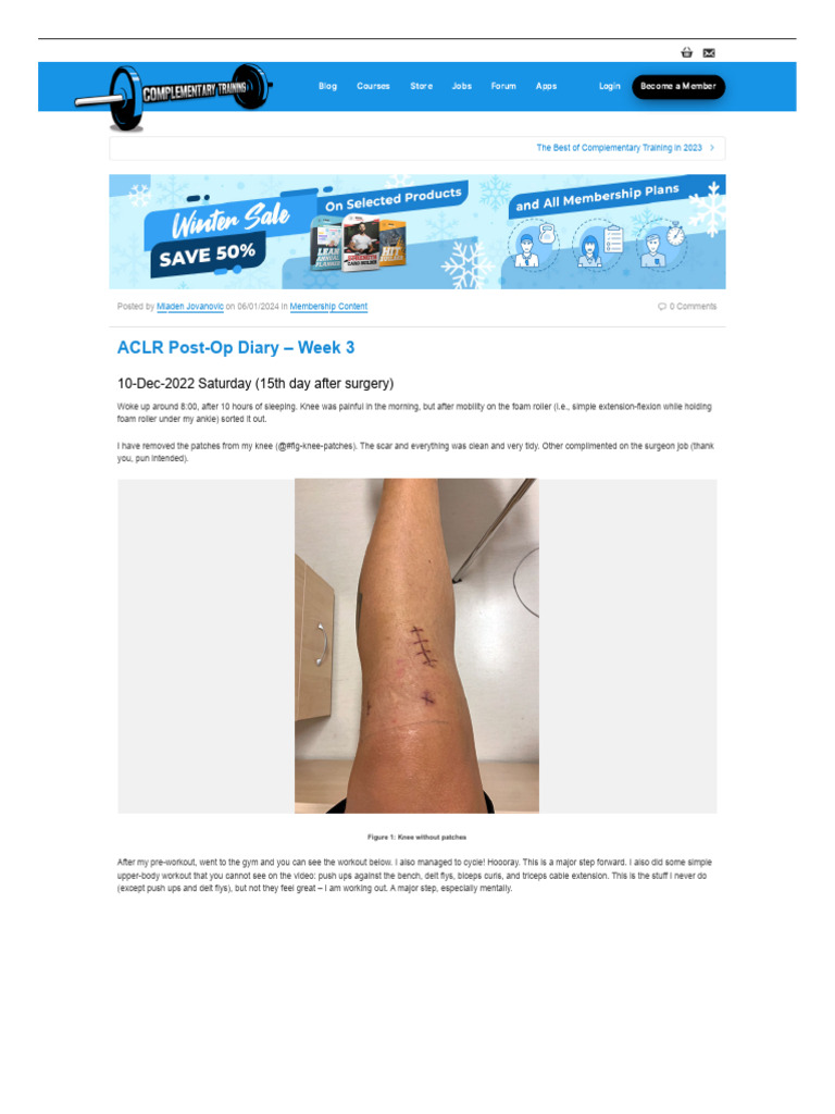 Complementarytraining Net Aclr Post Op Diary Week 3 | PDF