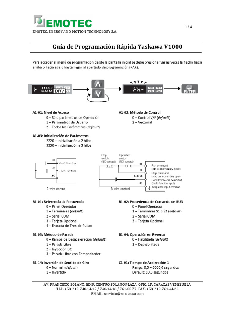 Guía de Programación Rápida V1000 | PDF | Metrología | Cantidades fisicas