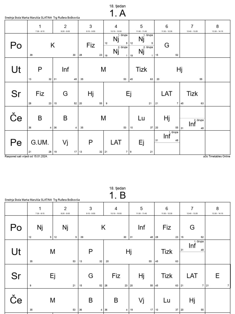 18 Tjedan Razredni Odjeli | PDF
