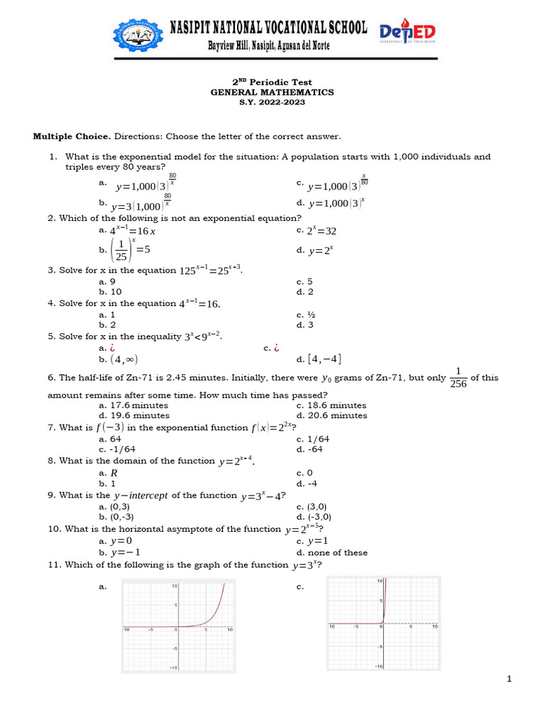 2nd Periodic Test General Mathematics Pdf Interest Compound Interest