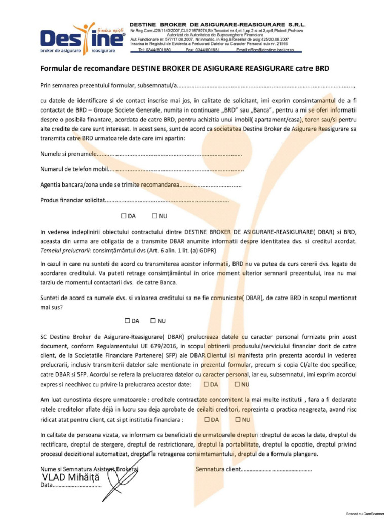 Formular de recomandare BRD(1) | PDF