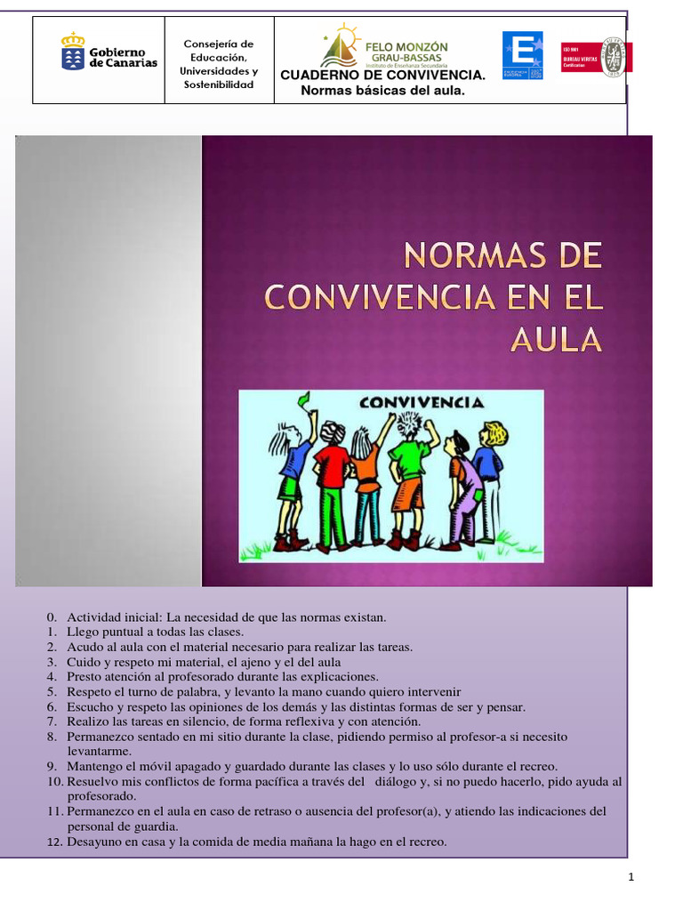 Cuaderno Normas Basicas para El Aula | PDF