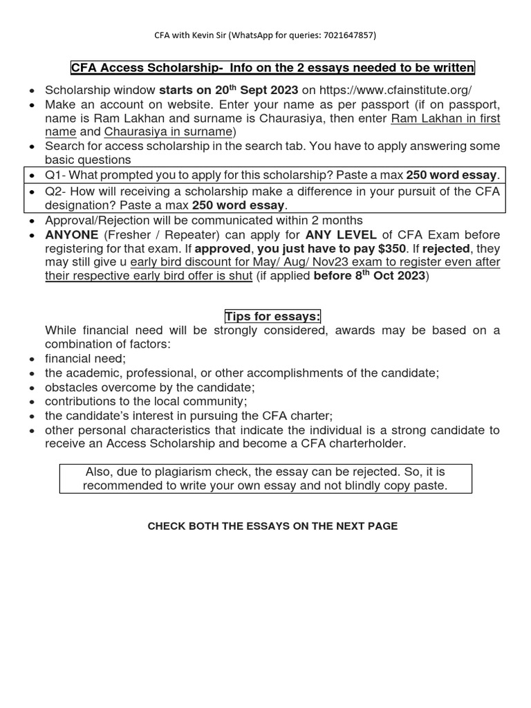 Cfa Scholarship Pdf Economies