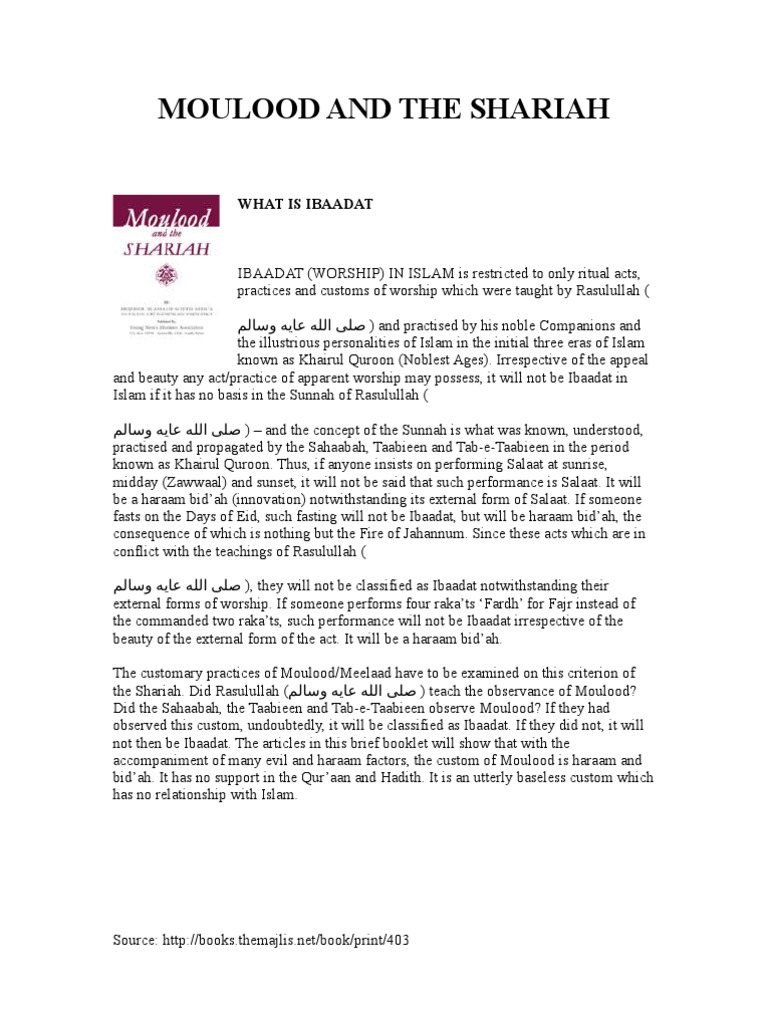 Moulood and The Shariah | PDF | Prophets And Messengers In Islam | Hadith