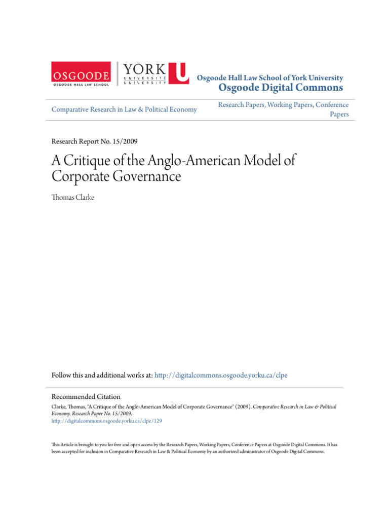 Anglo-American Model of Corporate Governance | PDF | Executive ...