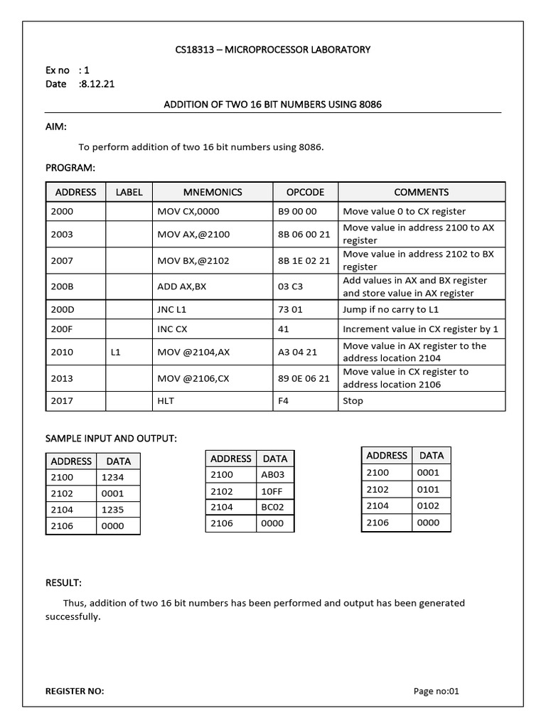 MP RECORD | PDF | Assembly Language | X86 Architecture