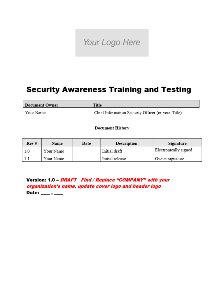 Security Awareness Training Policy Guide | PDF | Information Security ...