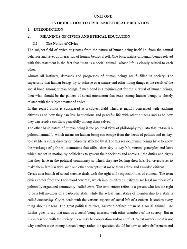 Civics and Ethics Notes | PDF | Morality | Theory